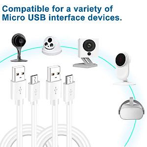 SIOCEN 2PCS 10FT USB Power Extension Cord Compatible with Wyze-Cam, WyzeCam Pan,Yi Cam,YI Dome Home Camera,Oculus Go,Kasa,Nest Cam,Netvue,Blink,Furbo Dog,Security Surveillance Camera Charging Cable