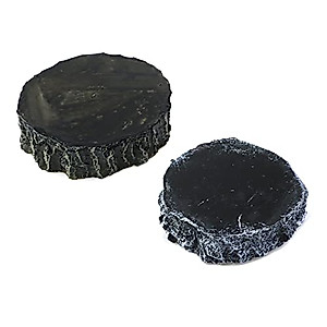 Tighall Reptile Food Bowls Reptile Ramp Dish Pets Imitation Wood Feeding Plate Tortoise Rock Food Dish Frog Water Bowls for Corn Snake Crawl Pet