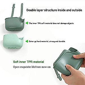 QQBB Kitchen Sink Caddy Sponge Holder,Telescopic Sink Storage Rack,Silicone Sponge Holder for Sink Hanging Ajustable Strap, Sink Caddy Kitchen Sink Organizer with Drain Holes for Drying(2pcs),Green