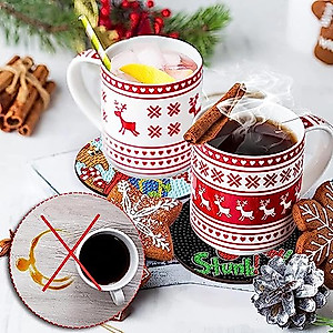 KYOQFVN 8 PCS Christmas Diamond Art Coasters Kit with Holder, DIY Grinch Diamond Painting Coasters for Adults, 5D Grinch Xmas Diamond dot Kits Coasters Craft Supplies