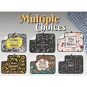 Dish Drying Mat for Kitchen Counter, Best Housewarming & Kitchen Gifts for New House, 16"x22",Absorbent Microfiber, Comes with Faucet Splash Catcher, Unique Design, Gift Box Ready-Wash Dishes