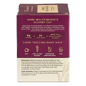 Teeccino Herbal Tea Sampler Assortment - Maca Chocolaté, French Roast, Hazelnut, Vanilla Nut - Roasted Caffeine Free Herbal Tea, Prebiotic for Natural Energy, 12 Tea Bags