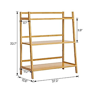 MoNiBloom Ladder Shelf for Plant Flower Book, Bamboo 3-Tier Trapezoid Storage Shelf Organizer for Living Room Balcony Kitchen Bathroom Home Office, Natural