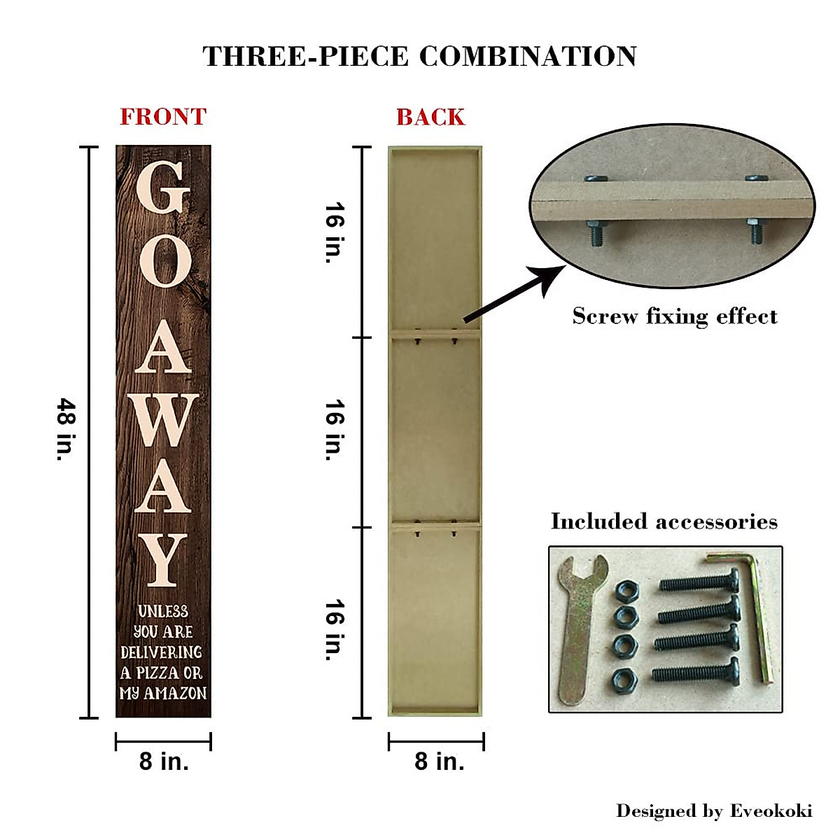 UFceLl,Tall Outdoor Go Away Sign for Front Porch,8 in. W x 48 in. H Hanging Porch Sign,Rustic Craft Wooden Porch Sign Decorations for Home Home Decor,48 x 8