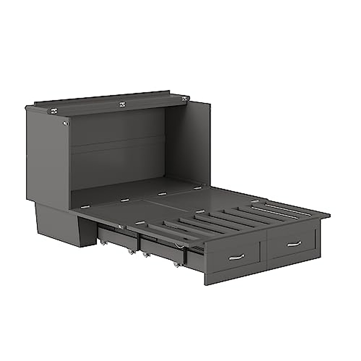 AFI Monroe Full Size Murphy Bed Chest with Mattress, Storage, & Built-in Charger in Grey