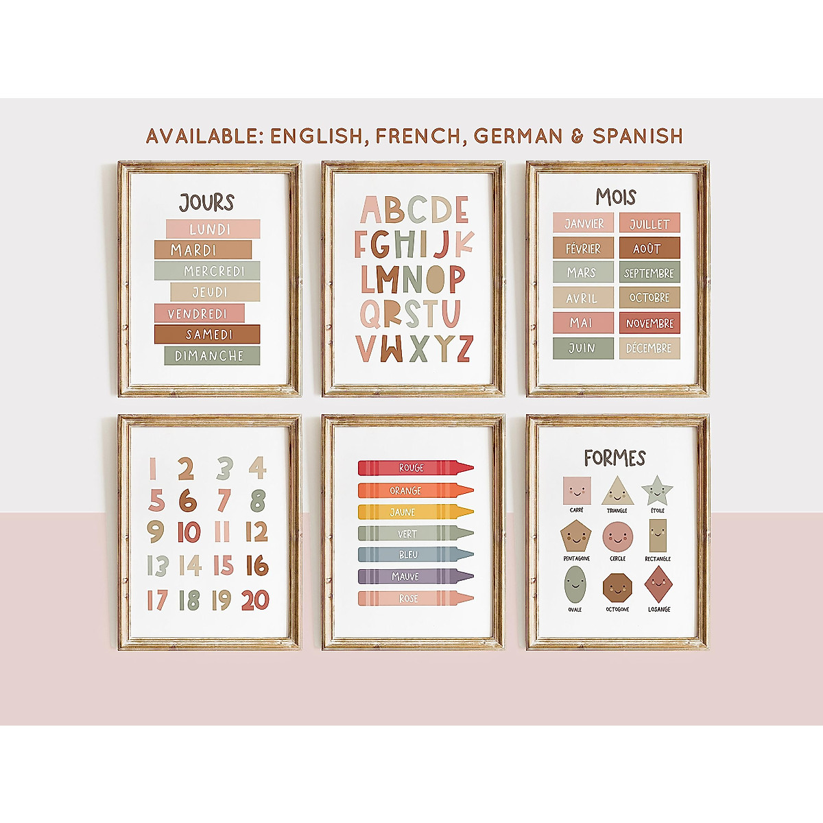 365DOROTEYA Abc Wall Art - Playroom Wall Art, Alphabet Print, Kids World Map, Kids Abc Poster, Educational Room Decor Maps Of The World And United States Set 6 11X14