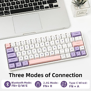 EPOMAKER EP64 60% Mechanical Keyboard, Wireless Gaming Keyboard, 2.4GHz/Bluetooth 5.0/USB-C Custom Keyboard, Hot Swappable, NKRO, Programmable wtih Dye-sub PBT Keycap for Mac/Win (Mulan Switch)