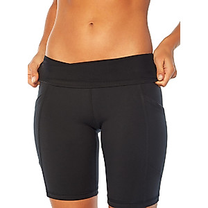 Marika Women's Odessa High Waist Tummy Control Bermuda Pocket Short, Black, Large