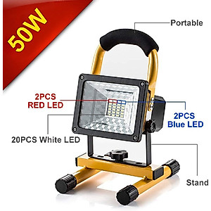 OEUUDD Work Light, 4000LM 3 Brightness Modes LED Work Lights, IPX5 Waterproof Flood Lights, 6000K Daylight Portable Work Lights with Stand Perfect for Workshop, Construction Site, Job Site