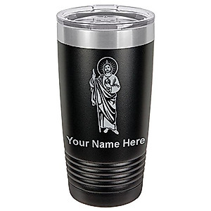 LaserGram 20oz Vacuum Insulated Tumbler Mug, Saint Jude, Personalized Engraving Included (Black)