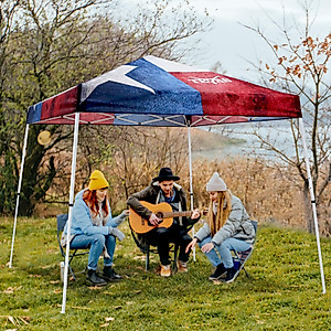 EAGLE PEAK 10x10 Slant Leg Pop-up Texas Flag Canopy Tent Easy One Person Setup Instant Outdoor Beach Canopy Folding Portable Sports Shelter 10x10 Base 8x8 Top (Texas Pride)