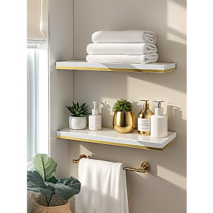 Sivapleso Floating Shelves Set of 2, Modern White Floating Shelves for Wall 24 Inches Long Wall Hanging Shelf with Invisible Brackets for Room Wall