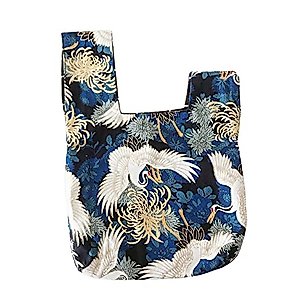 Japanese Style Knot Bag Women Wrist Bag Kimono Knot Pouch Tote, Crane-2
