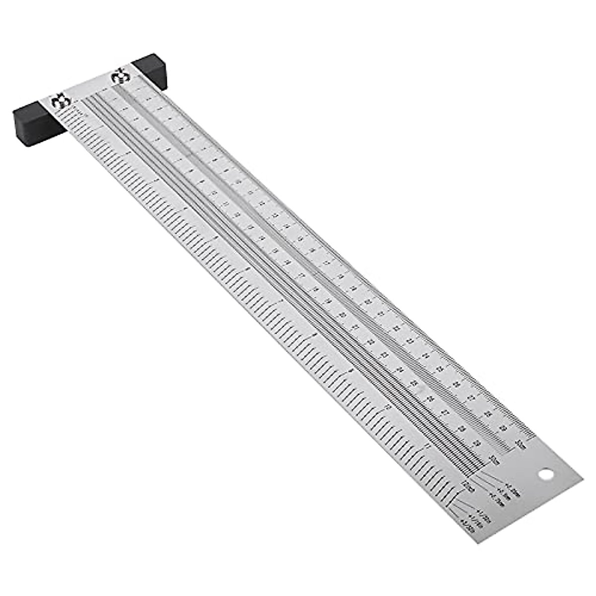 Ultra Precision Marking T-Rule Hole Ruler Stainless Scribing Mark Carpenter Line Gauge Carpenter Measuring Tool(12 inches)