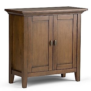 SIMPLIHOME Redmond SOLID WOOD 32 inch Wide Transitional Low Storage Cabinet in Rustic Natural Aged Brown for the Living Room, Entryway and Family Room