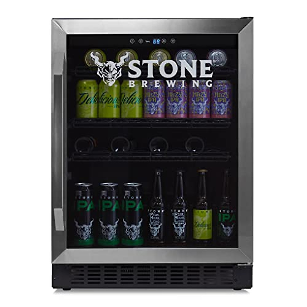 NewAir Stone Brewing 180 Can FlipShelf Beverage and Beer Refrigerator, 24” Built-In or Freestanding Wine Cooler with Reversible Shelves, Perfect for Bar, Gamer Room, or Office