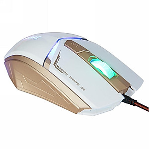 Qisan Gaming Mouse USB Wired Mouse 1600 DPI Adjustable LED Cool (Black)