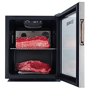 SteakAger PRO 20 Starter Pack - Home Beef Dry Aging Refrigerator, Enjoy Dry-Aged Steak Perfection at Home, Black and Stainless Steel with 20Lbs Capacity