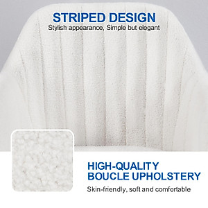 Yaheetech Boucle Vanity Chair Desk Chair Comfy Modern Accent Chair Mid Back Ergonomic Office Chair Height Adjustable Swivel Computer Chair for Bedroom with Arms Ivory