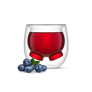 JoyJolt Mickey Pants and Minnie Skirt 3D 7.4oz Double Wall Glass Coffee Cups (2pc). Disney Coffee Mug, Espresso Cups and Tea Cups Collection of Double Wall Glasses and Disney Gifts.