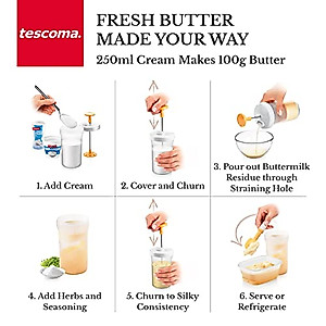 Tescoma Butter Maker Della Casa, Manual Butter Churner for Homemade Butter Recipes - Fresh Butter Churner - Dishwasher Safe - 3.1 x 6.9 inches