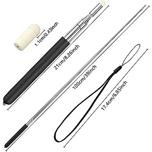 VOVIGGOL Telescopic Teacher Pointer Stick with Hand Lanyard, Teaching Pointer for Classroom, Hand Pointer Extendable Pointer Stick Retractable Pointer Handheld Whiteboard Pointer (Black)