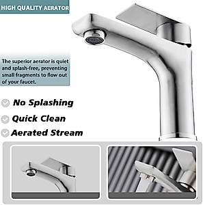 Single Hole Bathroom Faucet, Stainless Steel Bathroom Faucets, Brushed Nickel Commercial Bathroom Sink Faucet,Single Handle Bathroom Sink Faucet with Supply Lines, BF019L