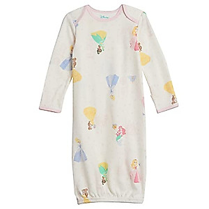 Disney Princess Newborn Baby Girls 3 Pack Long Sleeve Swaddle Sleeper Gowns Disney Princesses 0-6 Months
