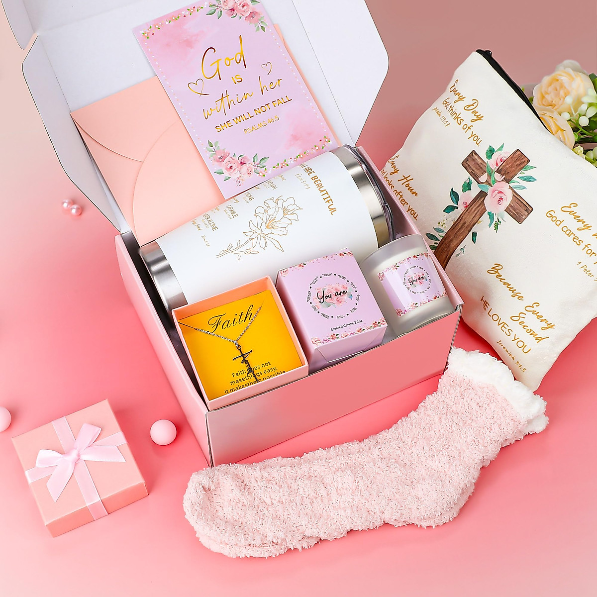 Christian Gifts for Women Faith, Based Catholic Religious Spiritual Box for Christian, Inspirational Birthday Gifts Basket for Women Best Friend, Mothers Day Gifts for Mom, Sister, Friends