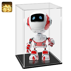 LANSCOERY Acrylic Display Case, Assemble Showcase Display Box for Collectibles, with Dustproof & Seamless Display Design, 6x6x10inch Black Base