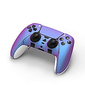 PlayVital Skin Decals Set for ps5 Edge Controller, Custom Sticker Vinyl Decal Skins Wrap for ps5 Edge Wireless Controller - Chrome Purple Blue