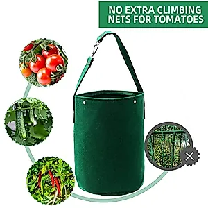 Betereap Upside-Down Tomato Grow Bag - 2-Pack Widen Planting Holes 400G Heavy Duty Easy Installation Durable Hanging Tomato Planter for Small Spaces with Carabiner Clip Design