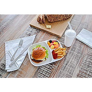 Re Play Set of 3 - Made in the USA Deep Divided Heavy Duty Dining Plates with 3 Compartments for All Ages -  Aqua, Purple, Lime Green (Mermaid)