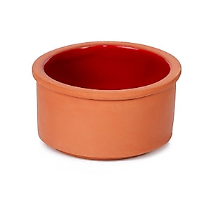 Handmade Clay Cooking Bowl Set of 6, Terracotta Bowls, Earthenware Small Yogurt Pots, Glazed Serving Pots for Mexican Dishes. Earthen Rice Pudding Cups, Turkish Pottery Bowls for Food, 3.3 in