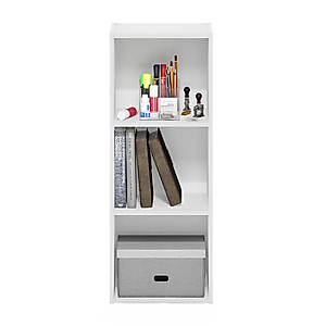Furinno Pasir 3-Tier No Tool Assembly Open Shelf Bookcase, White