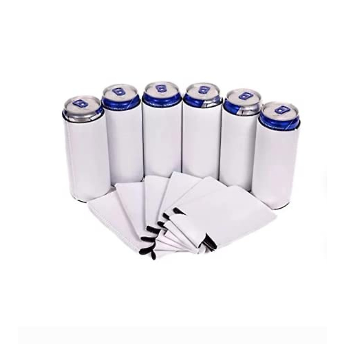 SNERTZ 12 Pack Slim Can Cooler White Blank DIY Sublimation Durable Neoprene Insulated Skinny Beer Seltzer Can Holder Cooler Sleeve Coolies Fits 12oz cans