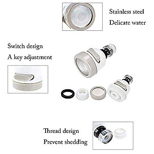 360° Rotatable Faucet Sprayer, 2pcs ABS Kitchen Saving Tap Head Movable Kitchen Sink Faucet Water Spray Three Gear Adjustable