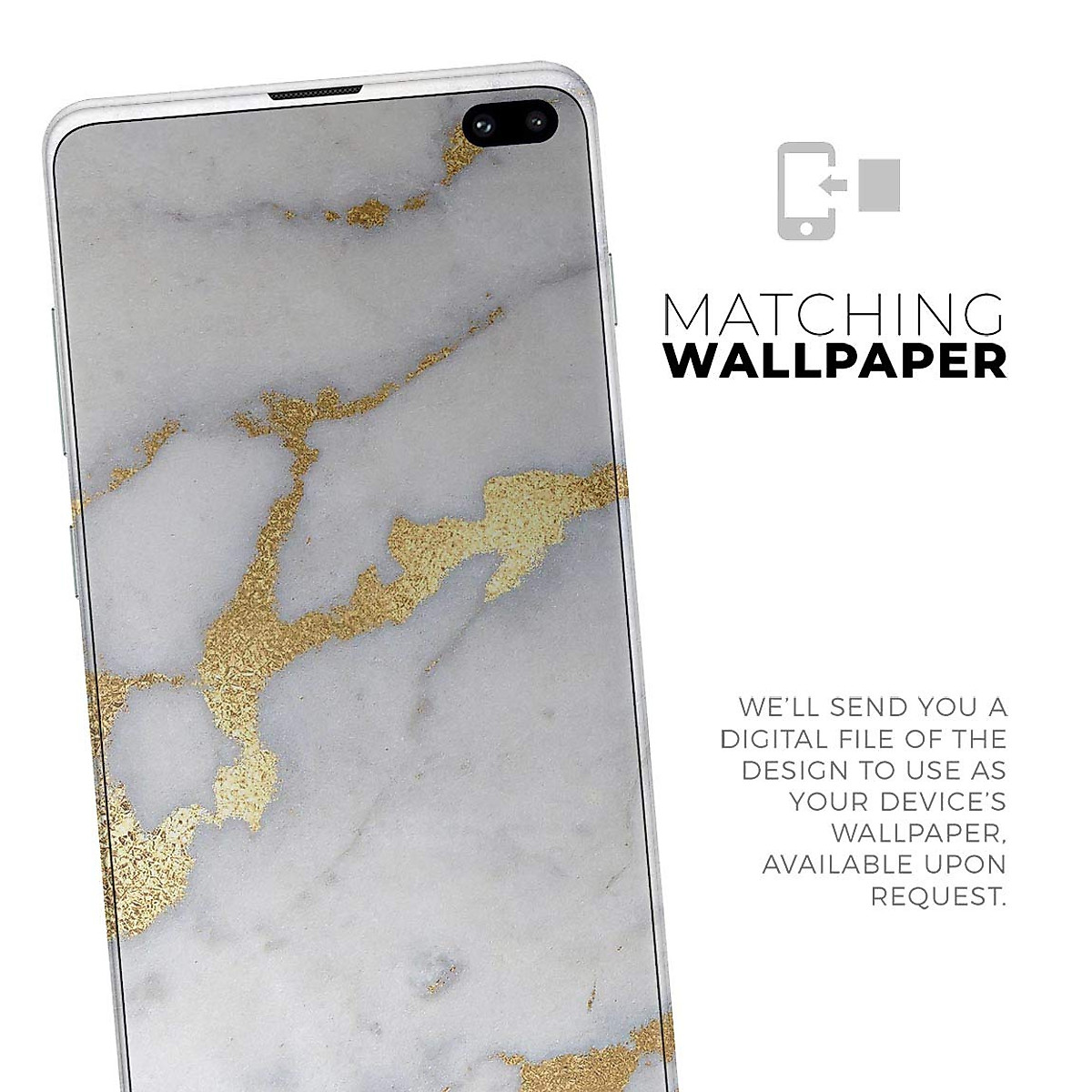 DesignSkinz Marble & Digital Gold Foil V1 Protective Vinyl Decal Wrap Skin Cover Compatible with The Samsung Galaxy S20 (Screen Trim & Back Glass Skin)