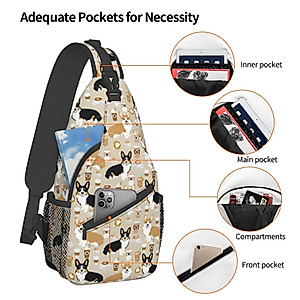 Corgi Sling Bag Crossbody Sling Backpack Gifts For Corgi Lovers Travel Hiking Chest Bag Daypack Purses Shoulder Bag Women Men's
