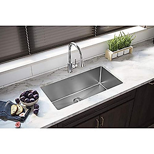 Elkay Crosstown EFRU311610T 33" - 10" Depth Single Bowl Undermount Stainless Steel Kitchen Sink, Polished Satin