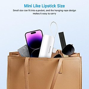 amelema Small Portable Charger for iPhone, 5000mAh Power Bank Fast Charging Portable Phone Charger Compact Battery Pack Compatible with iPhone 14/14 Pro Max/13/12/11/X/8/7/6, White