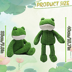 IUTOYYE 14.5 Inch Frog Plush Toy Cartoon Frog Stuffed Animal Plushie Green Soft Plush Cuddly Bedroom Decoration Pillow Birthday Gift for Kids