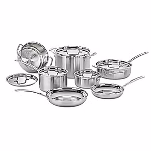 12 Piece Cookware Set by Cuisinart, MultiClad Pro Triple Ply, Silver, MCP-12N