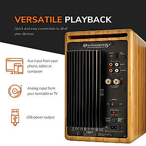 Audioengine A5 Powered Wired Bamboo Bookshelf Speakers - 150W Stereo Speakers for Home, Studio