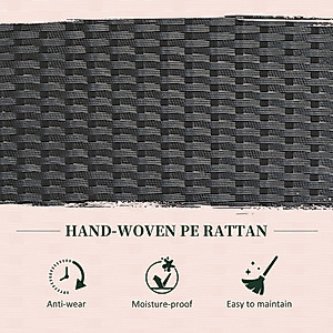 Outsunny 7 Pieces Outdoor Dining Set for 6, Wicker Rattan Patio Furniture Set, Patio Table and Chairs Set with Cushions, Acacia Wood Table Top, Conversation Set for Garden Backyard Deck, Cream White