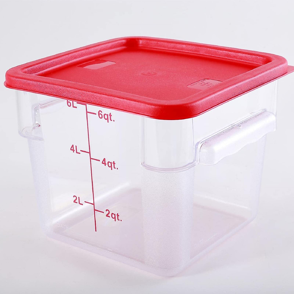 Hakka 6 Qt Commercial Grade Square Food Storage Containers With Lids,Polycarbonate,Clear - Case of 5
