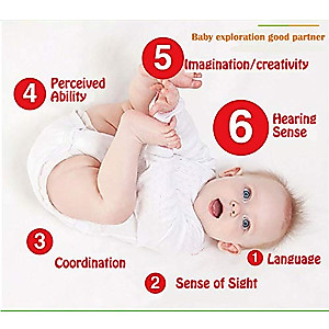 RichChoice Giraffe Baby Educational Toys (one Box:50 pcs):1-3-6-8 Month,1-2-3 Year Old Crib Bed,Car Seat, Stroller, Activity,Travel Hanging Toys;Kids Plush Portable Toys with Crinkle, Ring,Teether…