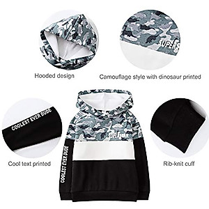 Jobakids Boys Clothes Set 2 Piece Fleece Long Sleeve Hoodie Sweatshirt and Jogging Pants Camouflage Print Grey 6Y