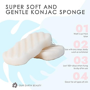 Konjac Body Sponge (2 Pack) | 100% Natural & Dye Free | Non-Toxic | Biodegradable | Eco-Friendly | Plastic Free Packaging