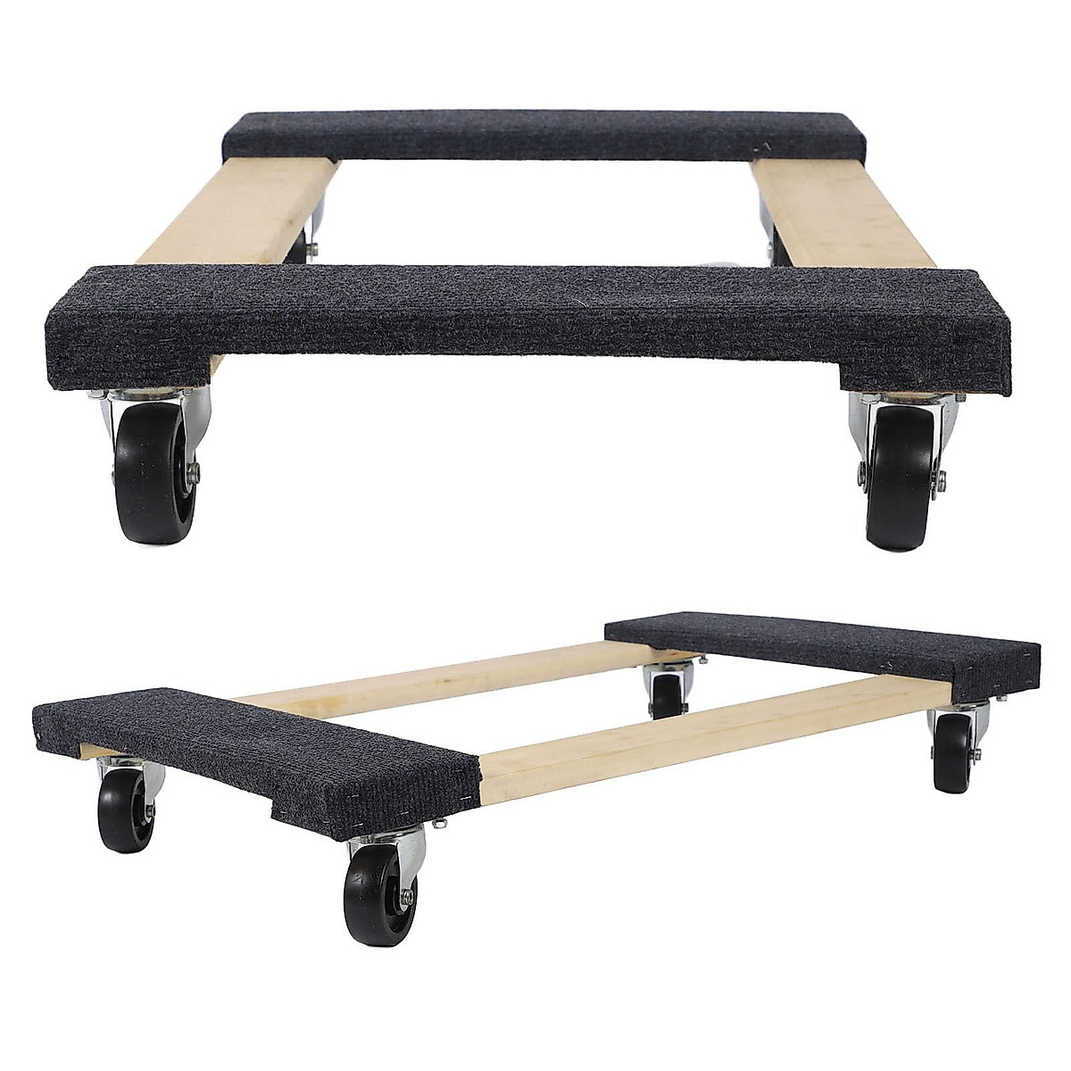 2 Sets of Furniture Carts, Multifunctional, Durable, Rust Proof Carpets, Hardwood Mobile Carts, Used for Transporting Household Appliances.
